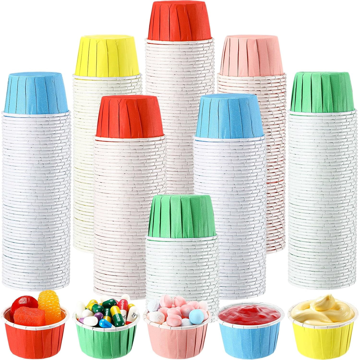 EISRUNG 500 Pcs 1.5 oz Disposable Souffle Cups Mini Paper Taster Cups ...