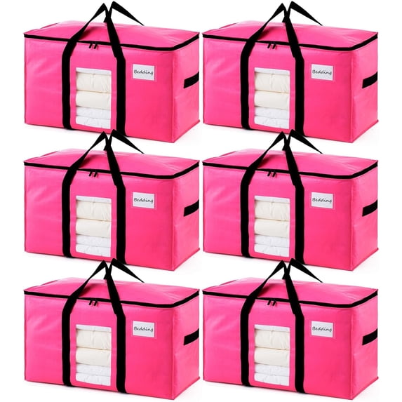 EISRUNG 6 Pack Pink Extra Large Moving Bags, Heavy Duty Totes with ...