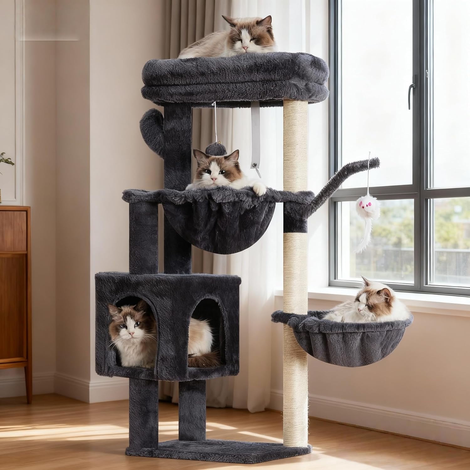 EISRUNG Cat Tree, 39.4 Inches Tower Condo with Scratching Post, Cat ...