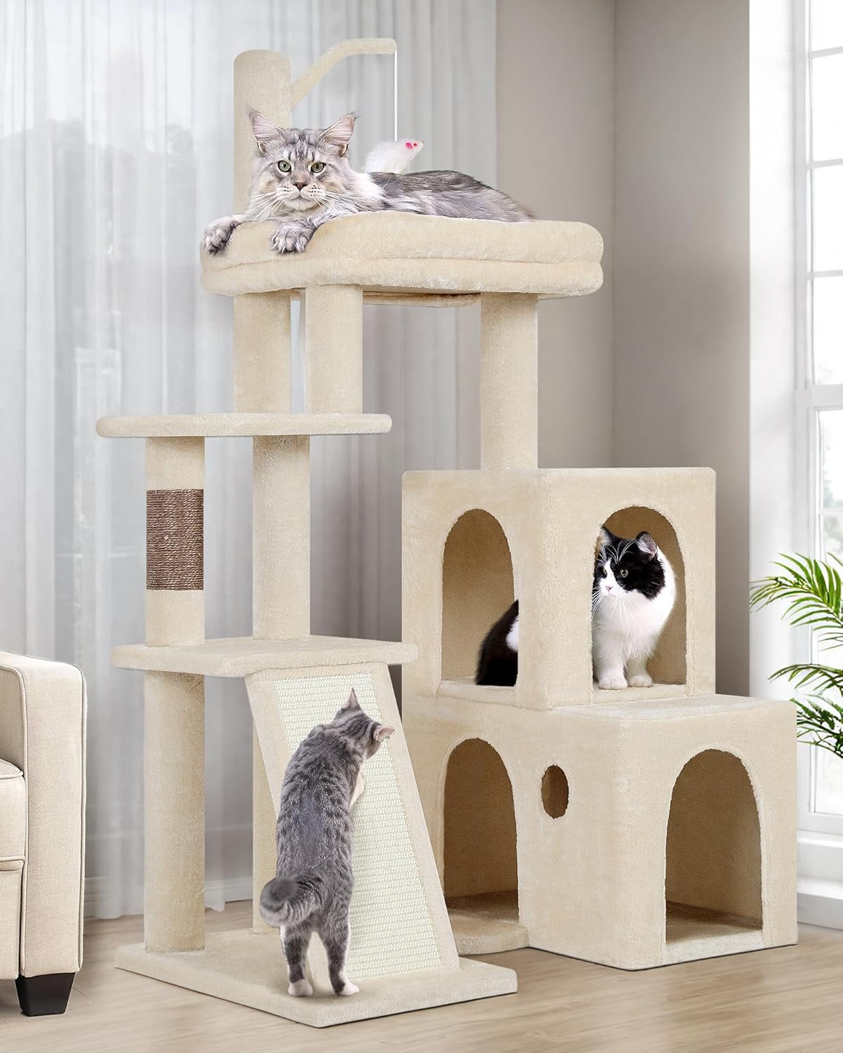 EISRUNG F50 Cat Tower for Adult Indoor Cats, 50-inch Heavy Duty Cat ...