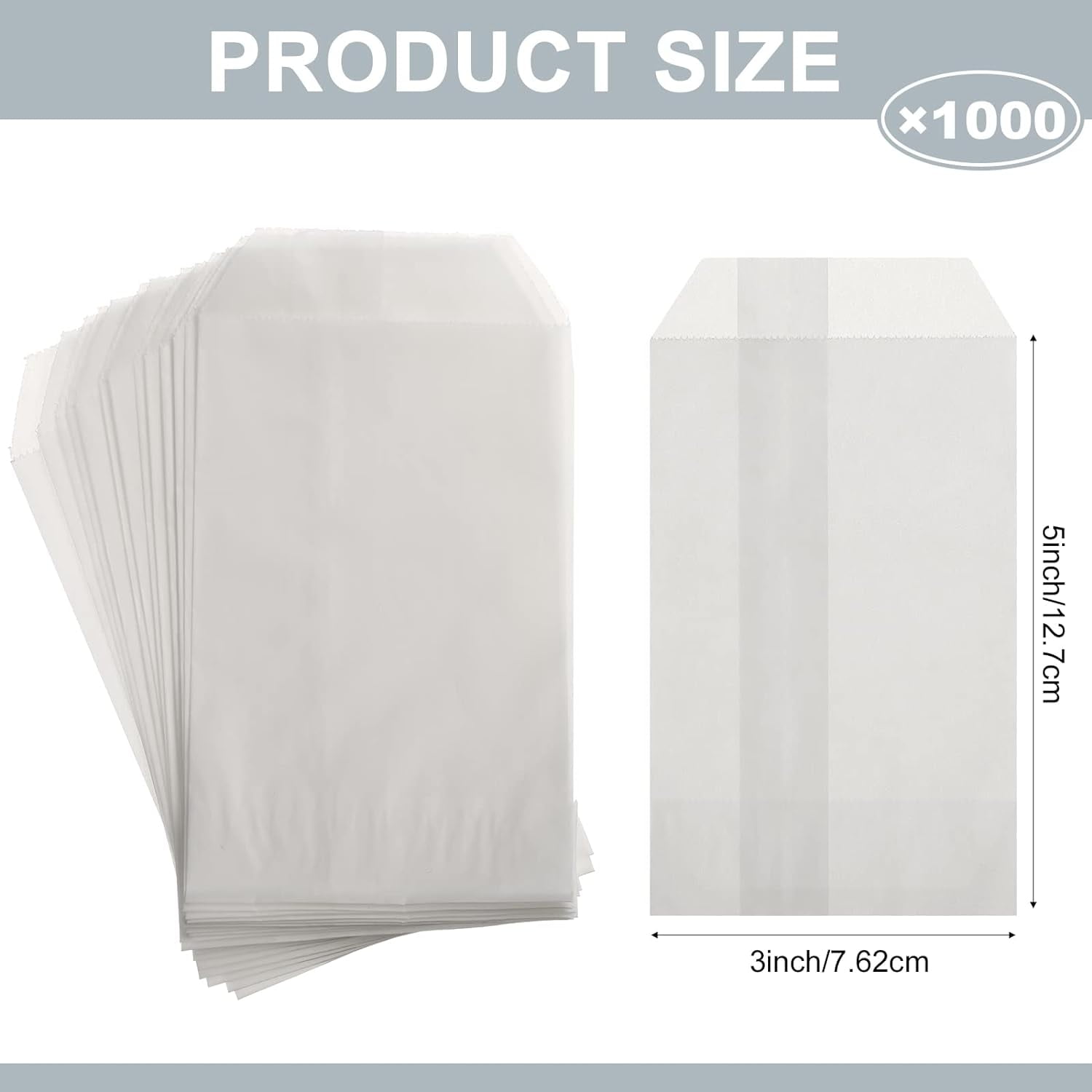 EISRUNGF- 1000 Pcs Flat Glassine Bags Waxed Paper Cookies Packaging ...