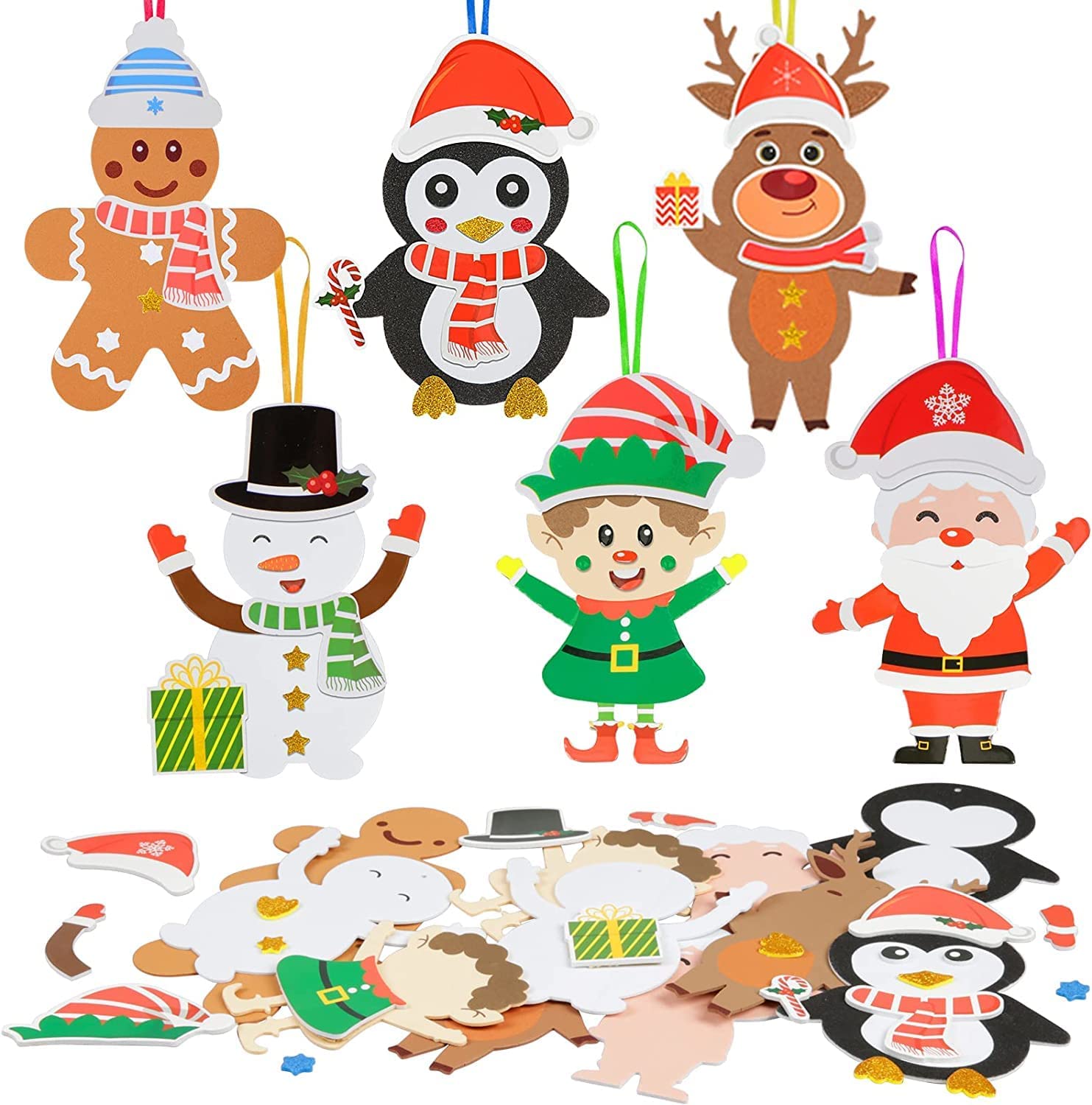 EISRUNGF 12 Pack Christmas Crafts for Kids Christmas Foam Stickers with ...