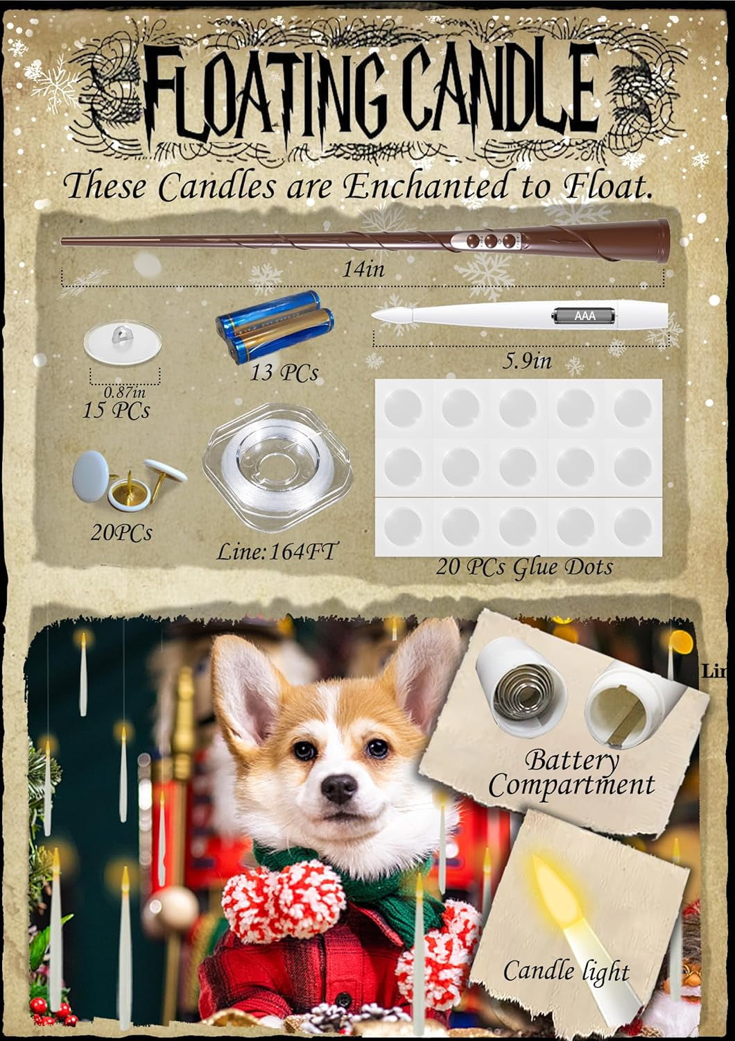 EISRUNGF 12PCS Floating Candles with Wand – Magic Hanging Flameless LED ...