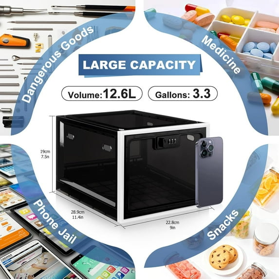 EISRUNGF- 2 Pack Medicine Lock Box, Large Capacity Premium Material ...