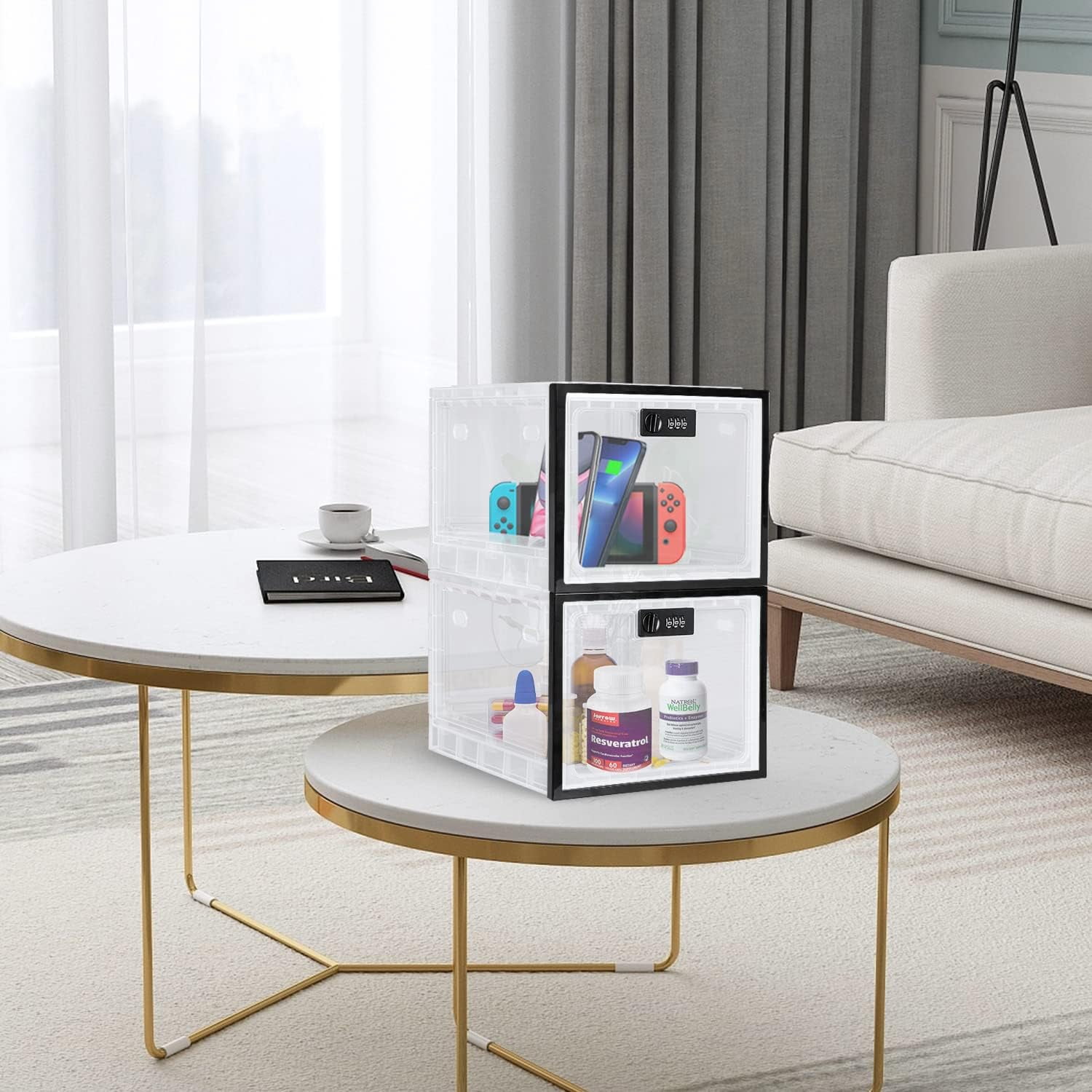 EISRUNGF- 2 Pack Medicine Lock Box, Large Capacity Premium Material ...