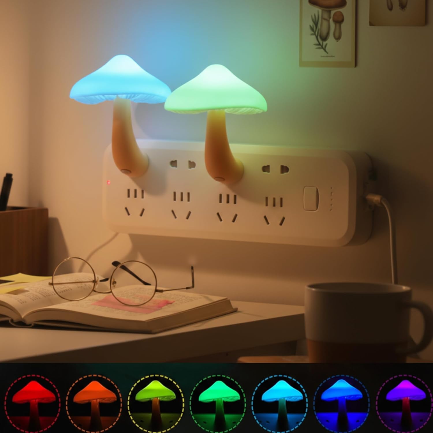 EISRUNGF- 2 Pack Mushroom Night Light Plug in Wall Lamp Sensor LED ...