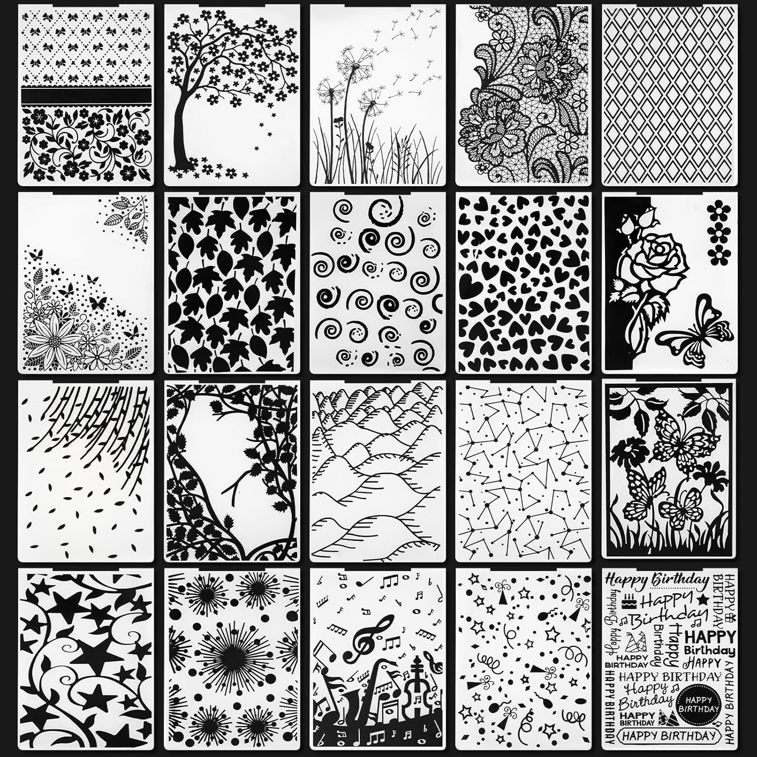 EISRUNGF 20 Pcs Embossing Folders for Card Making Embossing Stencil ...