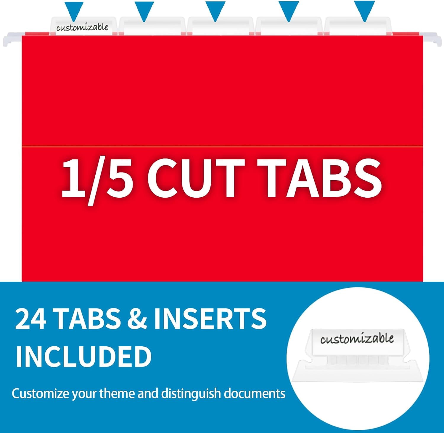 EISRUNGF- 24 Pack Hanging File Folders, Letter Size with 1/5-Cut ...