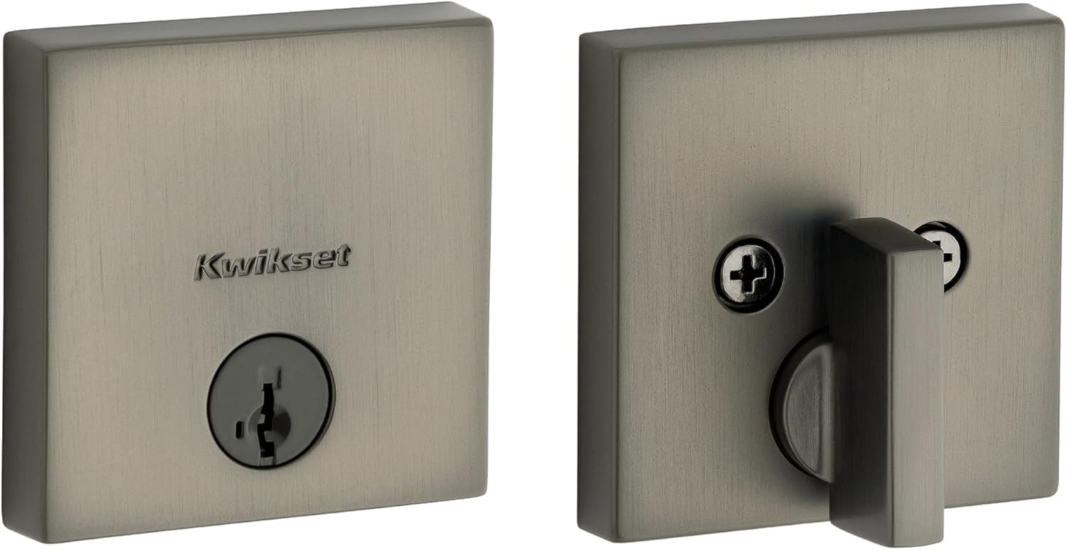EISRUNGF 258 Low Profile Deadbolt Lock, Gunmetal Square Exterior Keyed ...