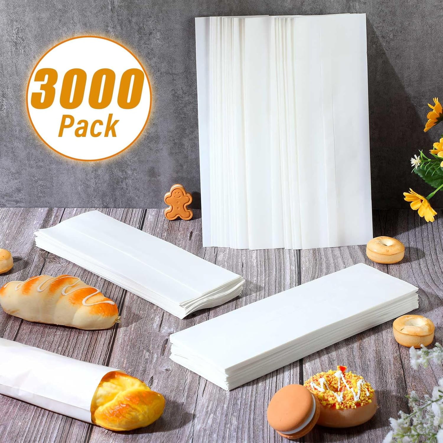 EISRUNGF- 3000 Pcs Silverware Churro Bags White Kraft Sleeves Paper ...
