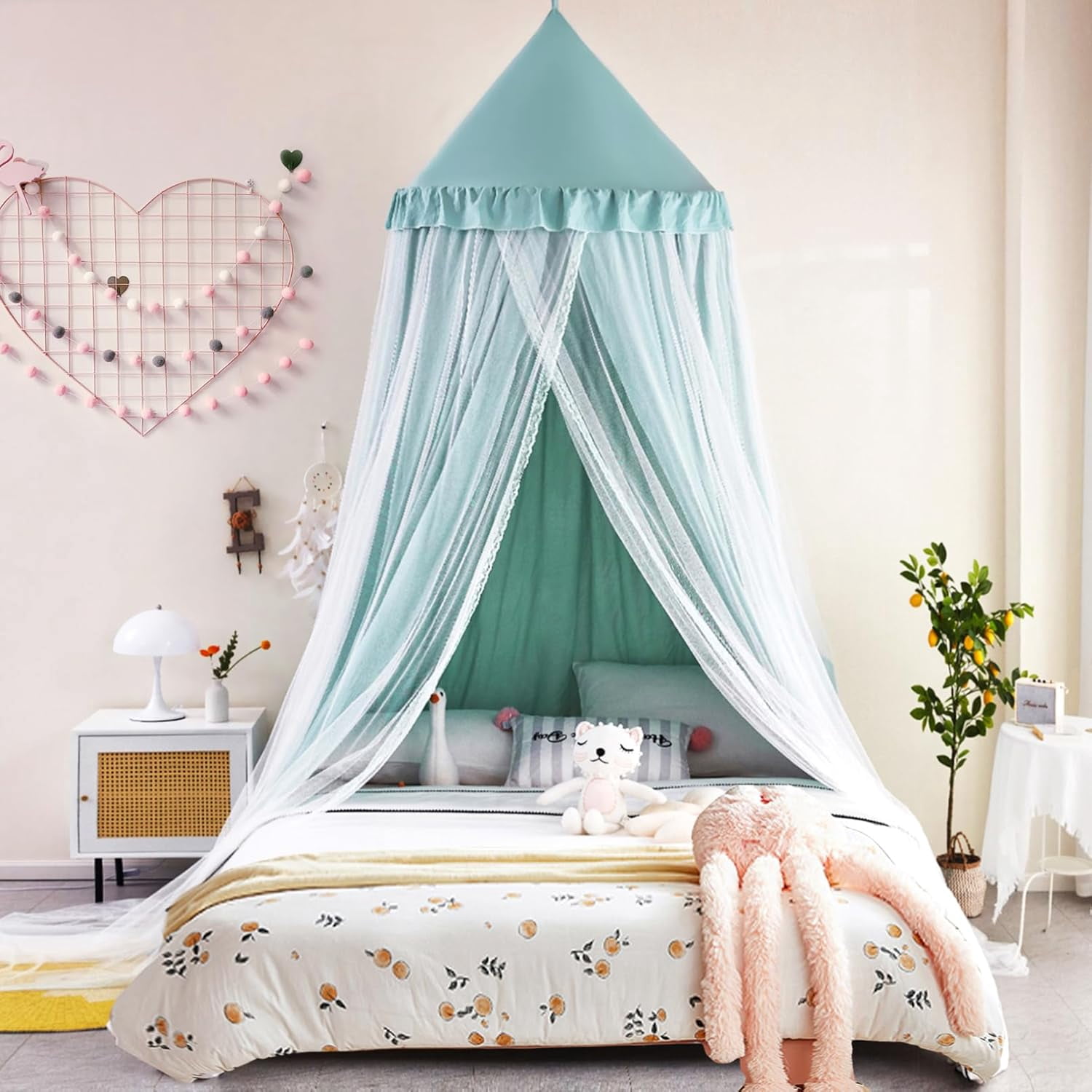 EISRUNGF- 31.5inch Large Dome Bed Canopy for Girls, Double Layer Dreamy ...