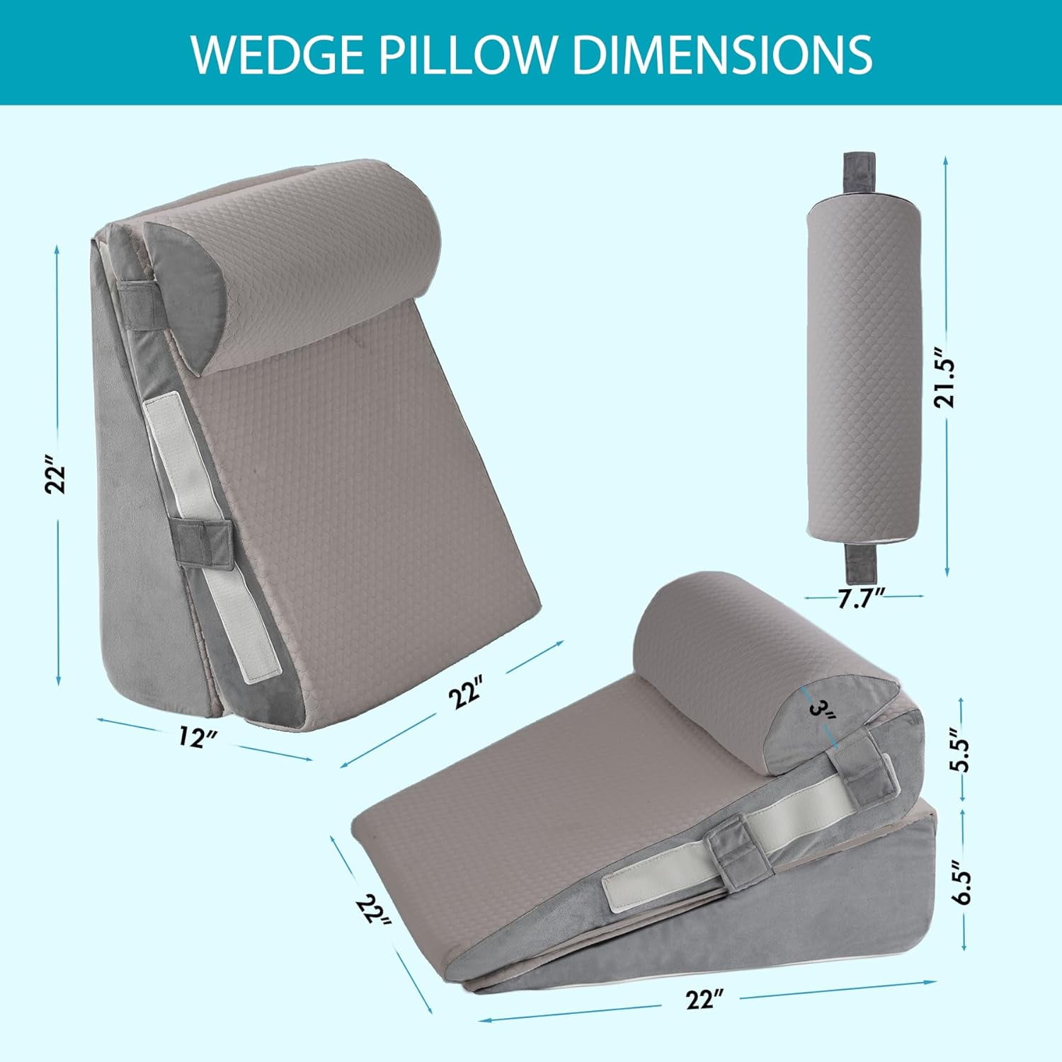 EISRUNGF- 3Pcs Wedge Pillow Set for After Surgery,Acid Reflux Relief ...