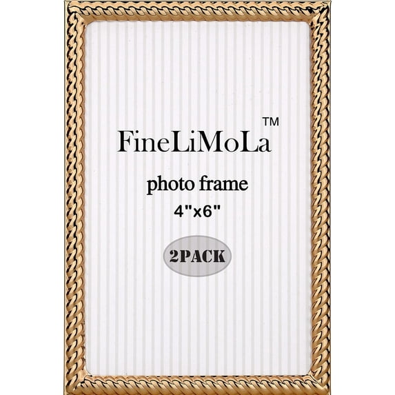 EISRUNGF- 4x6'' Gold Rope Design Metal Picture Frames 2 Pack with Hi ...