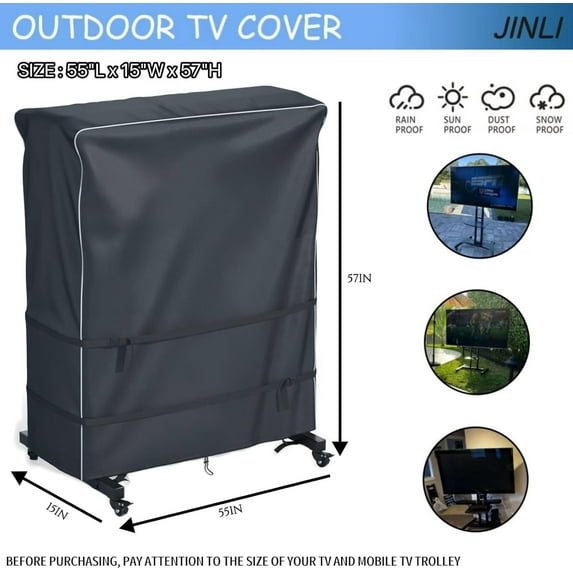 EISRUNGF- 55-60 inch outdoor TV trolley cover, courtyard TV cover ...
