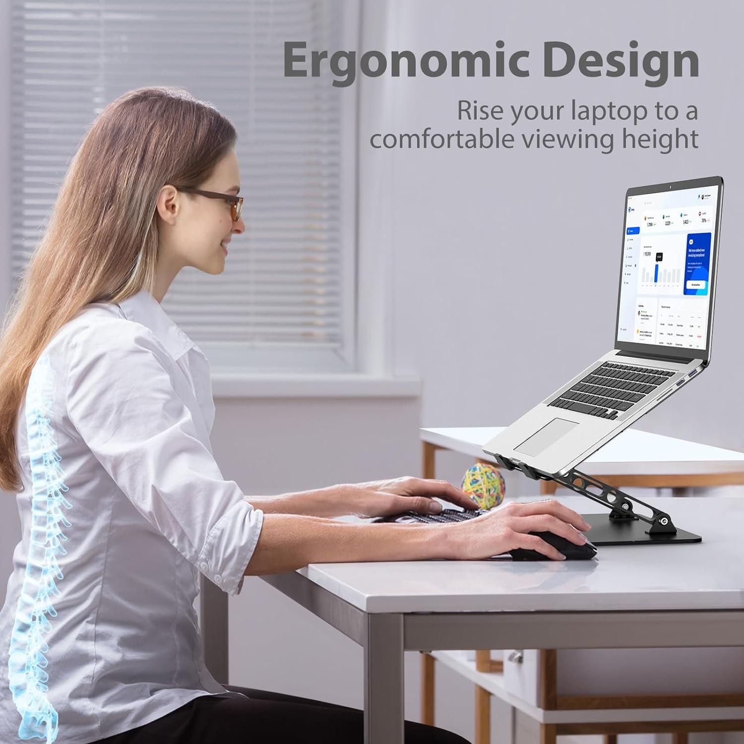 EISRUNGF- Adjustable Laptop Stand for Desk, Metal Foldable Laptop Riser ...