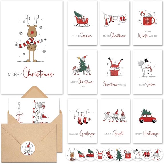 EISRUNGF Christmas Cards With Envelopes & Matching Stickers (20 Pack 4 ...