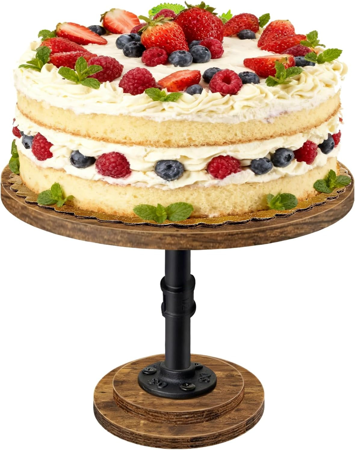 EISRUNGF- Cupcake Stand, Rustic Industrial Wood Cake Stand Tiered Tray ...