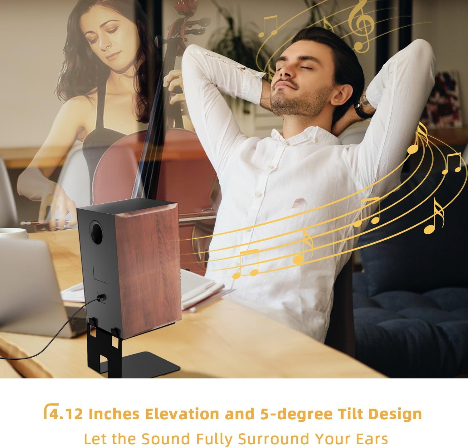 EISRUNGF- Desktop Speaker Stands with Vibration Absorption Pads, Metal ...