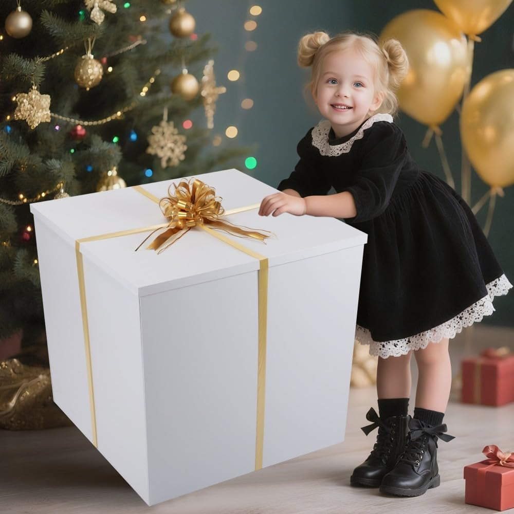 EISRUNGF- Extra Large Gift Box with Lid 28x28x28 Inches, White Big Gift ...