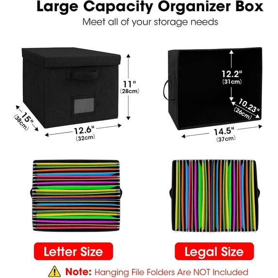 EISRUNGF- File Organizer Box with Lid, Linen Hanging File Storage Box ...