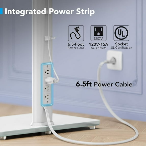 EISRUNGF- Floor TV Stand with Power Outlet, Universal TV Stand Mount ...