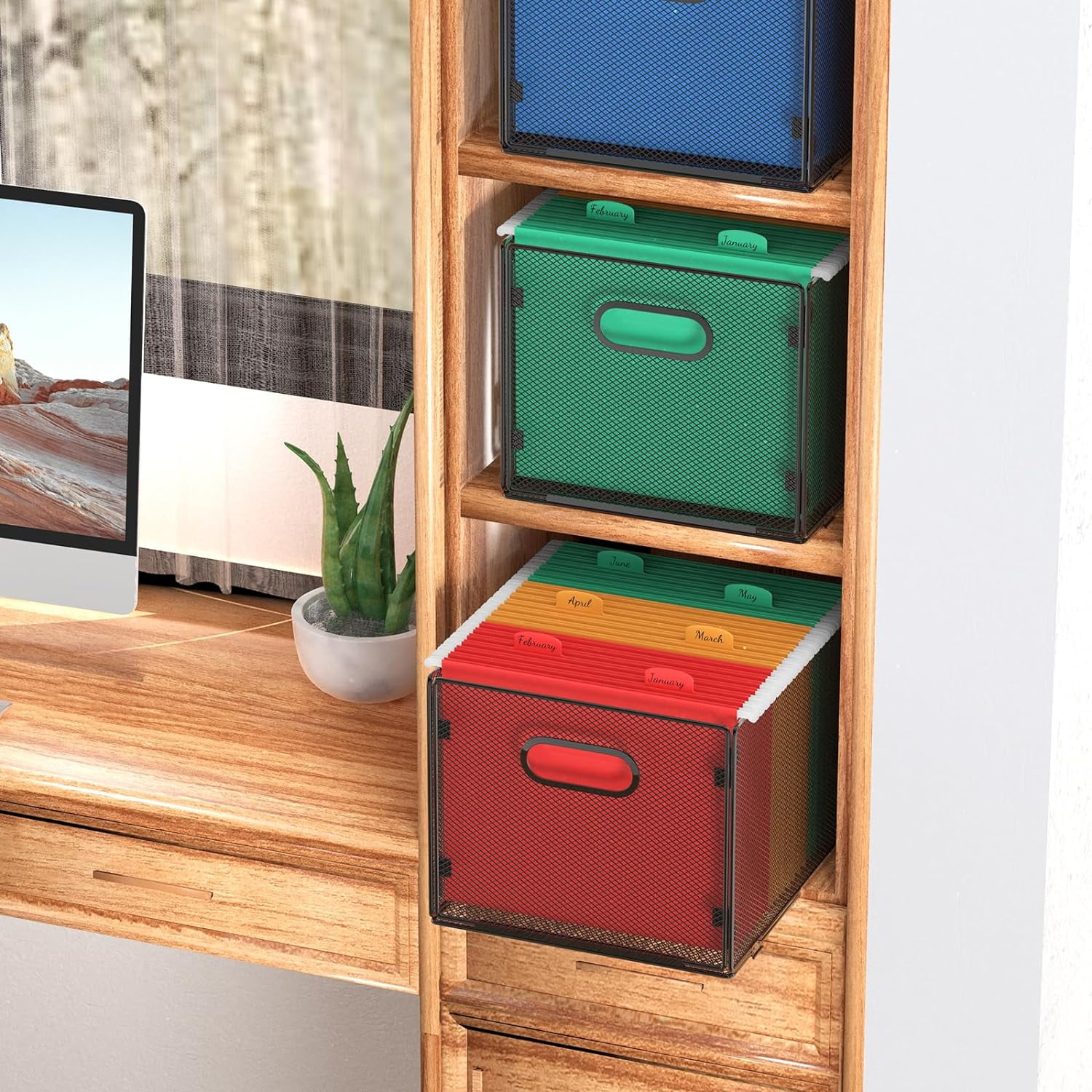 EISRUNGF- Hanging File Organizer, Mesh File Folder Organizer File Crate ...