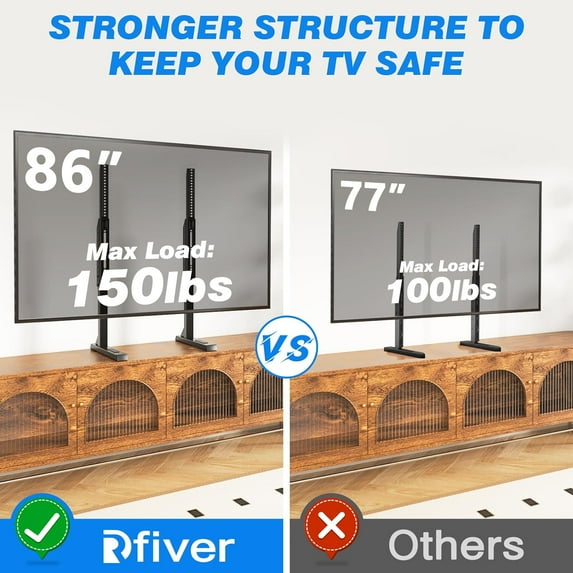 EISRUNGF Height Adjustable Table Top TV Stand (Black) – Steel Base w ...