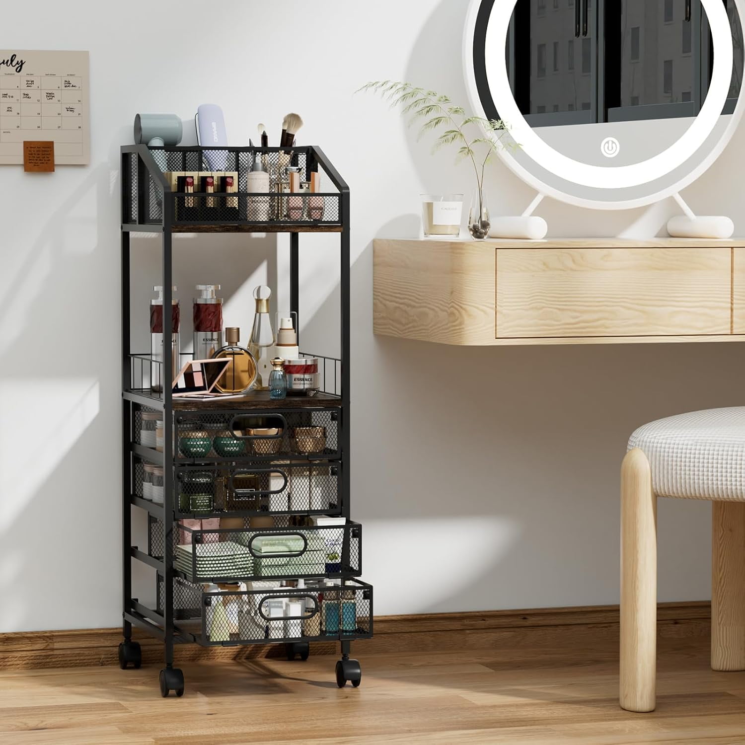 EISRUNGF- Makeup Organizer Storage Cart - Floor Skincare Make Up ...