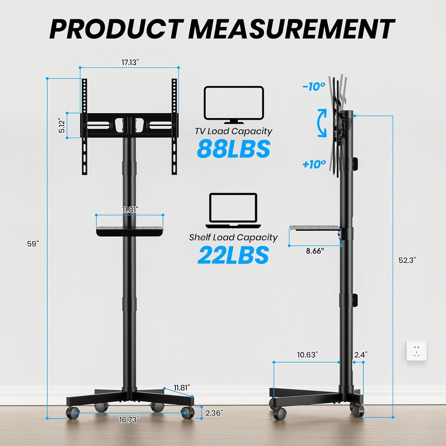 EISRUNGF- Mobile TV Cart for 23-60 Inch LCD LED OLED Flat Curved Screen ...