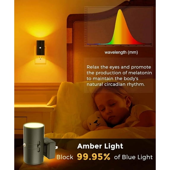 EISRUNGF- Motion Sensor Night Light, Amber Nightlights, [2 Pack] Motion ...