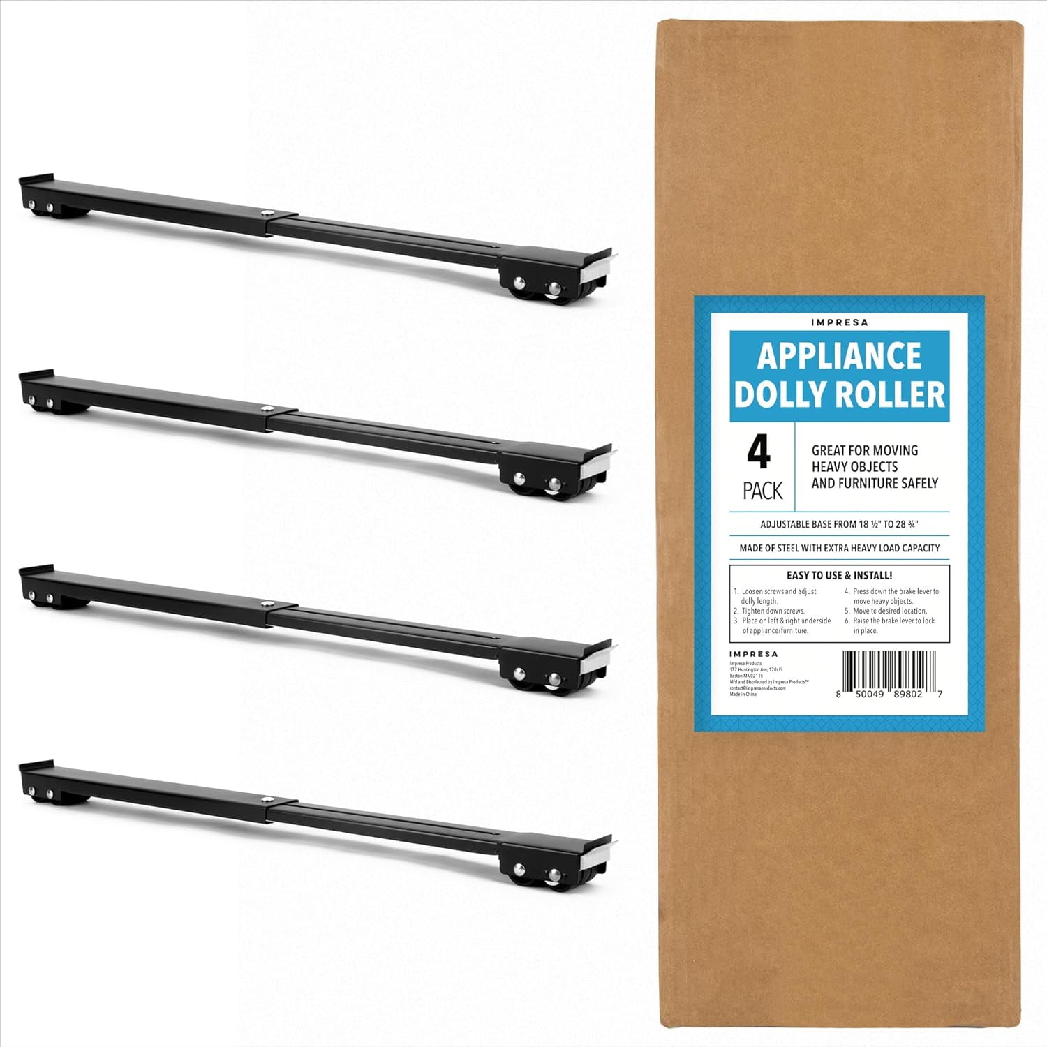 EISRUNGF Pack of 4 XL Appliance Dolly Roller - Alloy Steel Adjustable ...