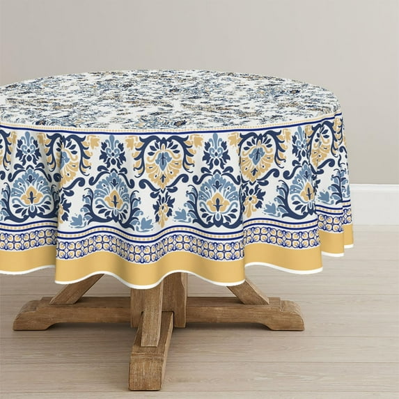 EISRUNGF- Provence Arabesque Tablecloth 60x60 Inch Round, Yellow and ...