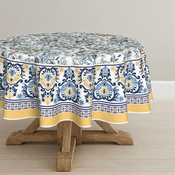 EISRUNGF- Provence Arabesque Tablecloth 90×90 Inch Round, Yellow and ...