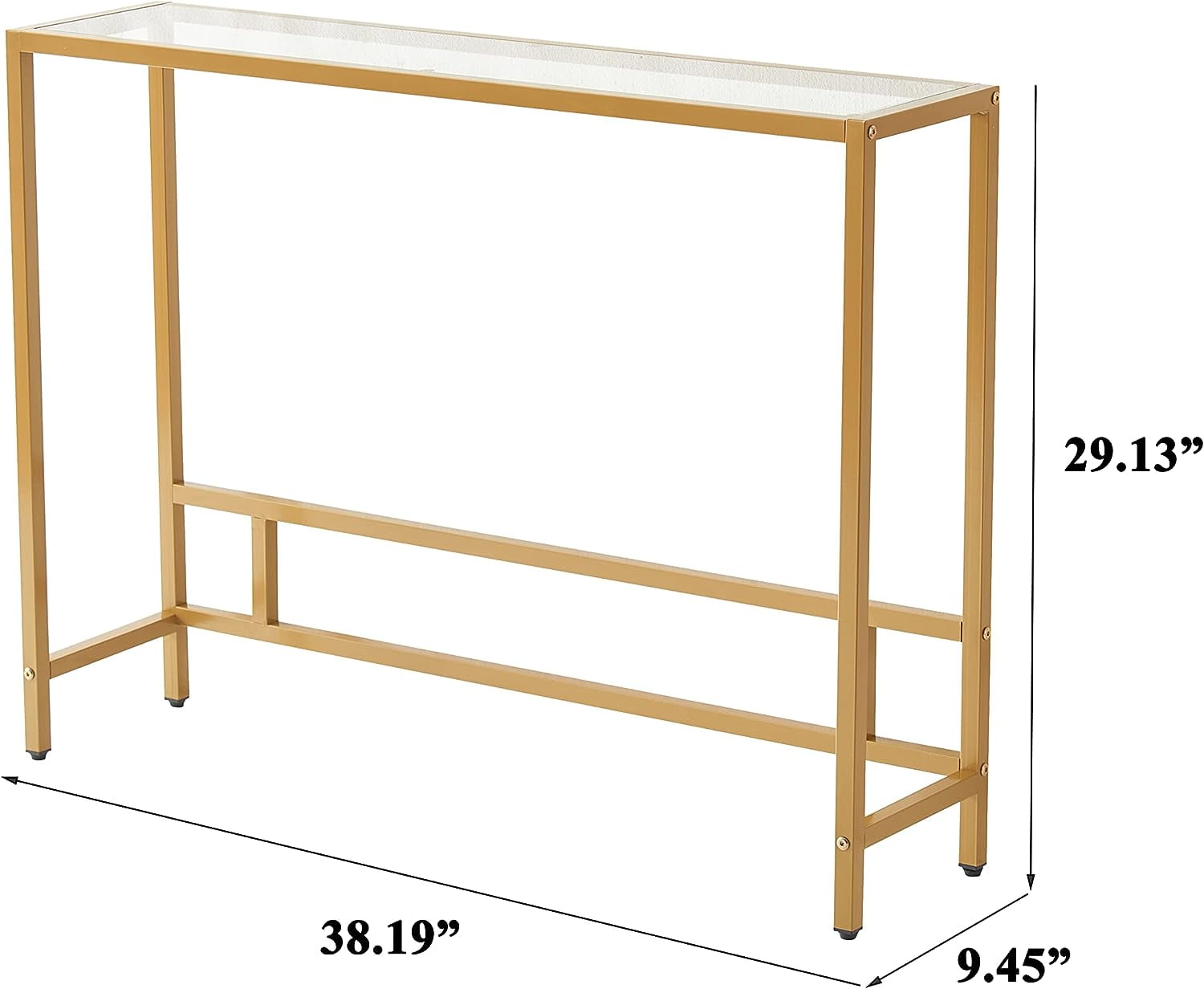 EISRUNGF- Small Modern Console Table for Entryway, Tempered Glass with ...