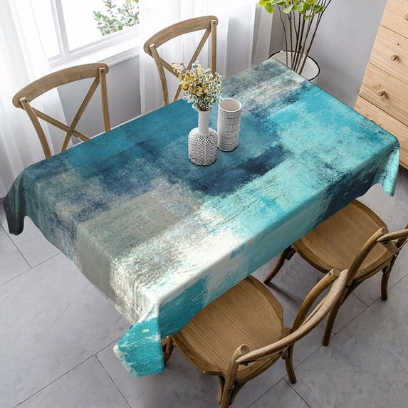 EISRUNGF- Teal Grey Tablecloth Rectangle Table Cloth Washable Table ...