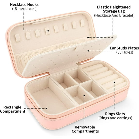 EISRUNGF- Travel Jewelry Box, PU Leather Portable Jewelry Case, Small ...