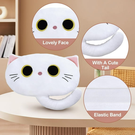 EISRUNGF- White Cat Car Headrest Pillow Cartoon Car Seat Pillow Cat ...