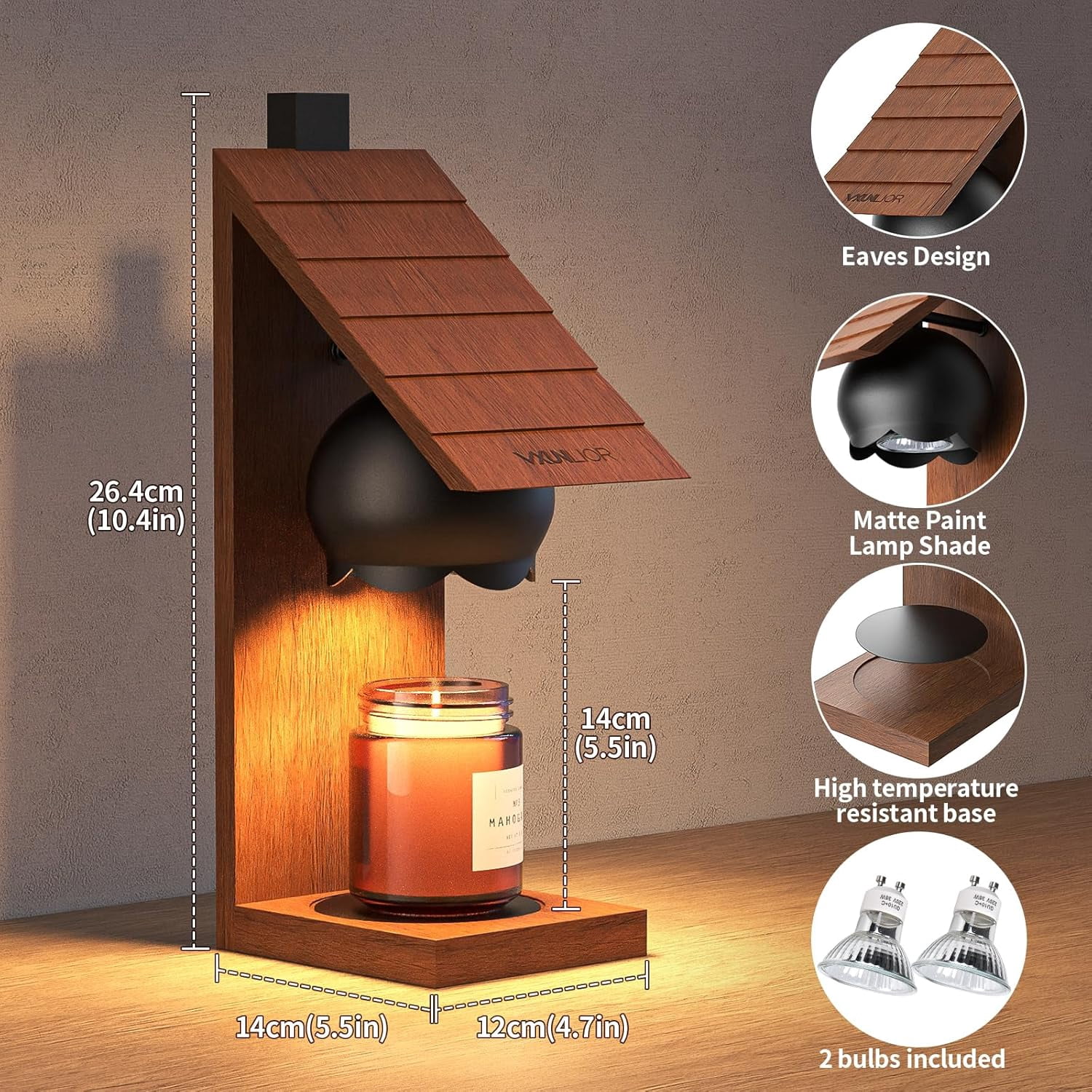 EISRUNGF- Wooden Candle Warmer Lamp - Rustic Cabin-Shaped Wax Melter ...