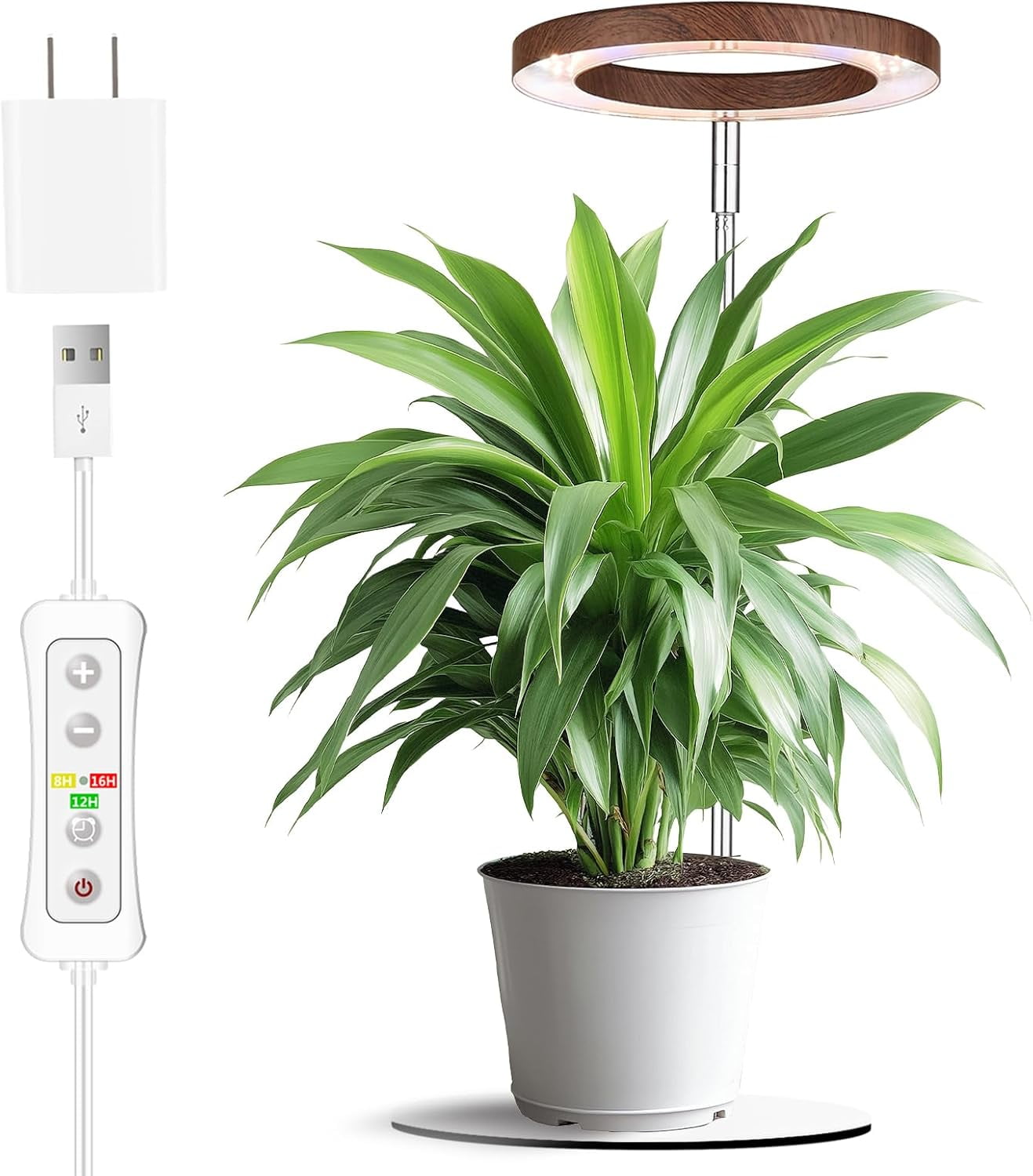 EISRUNGF72 LEDs Plant Grow Light for Indoor Plant,Aluminum Walnut Wood ...