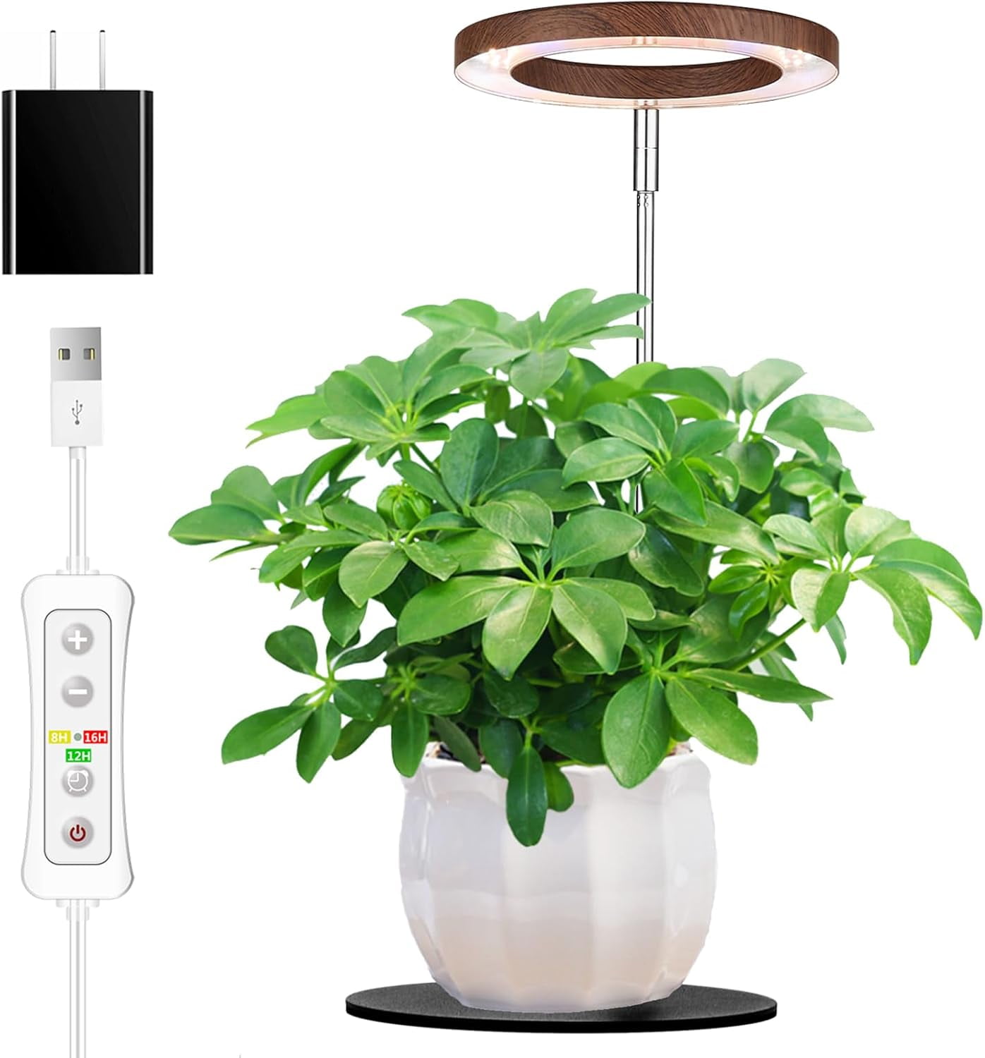 EISRUNGF72 LEDs Plant Grow Light for Indoor Plant,Aluminum Walnut Wood ...