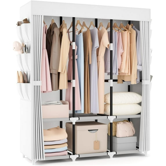 EISRUNGFPortable Closet Wardrobe for Hanging Clothes Closet with Cover ...
