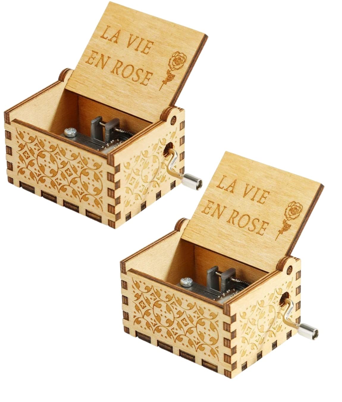 EITHEO Antique Wooden Hand Crank Music Box Gift _ Music Box La Via EN ...