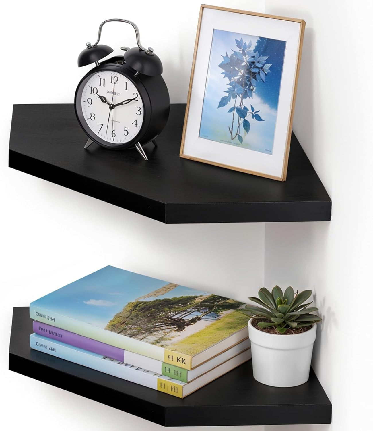 EIYEHOOMBIU Corner Shelf Wall Mount Solid Acacia Wood 11.8 x 16.5 ...