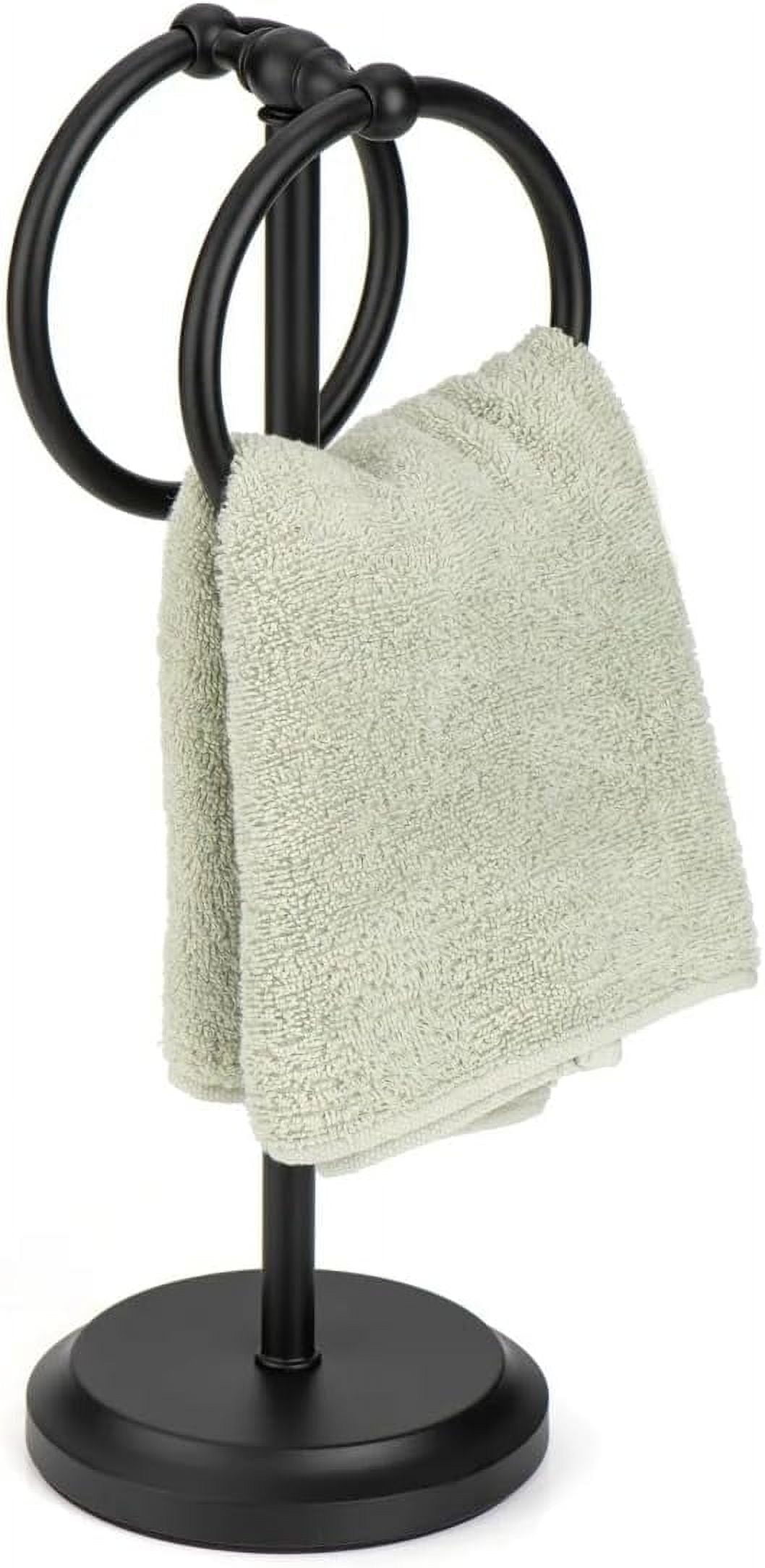 Hltser J&V TEXTILES Steel Towel Rack Holder Stand with 2 Hanging Rings ...