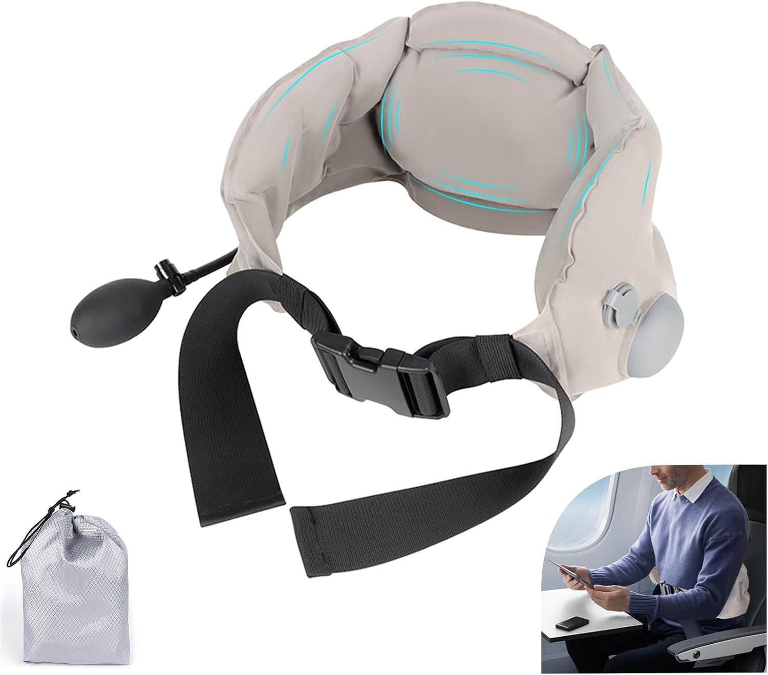 EIYEHOOMBIU Portable Inflatable Lumbar Support Pillow for Lower Back ...