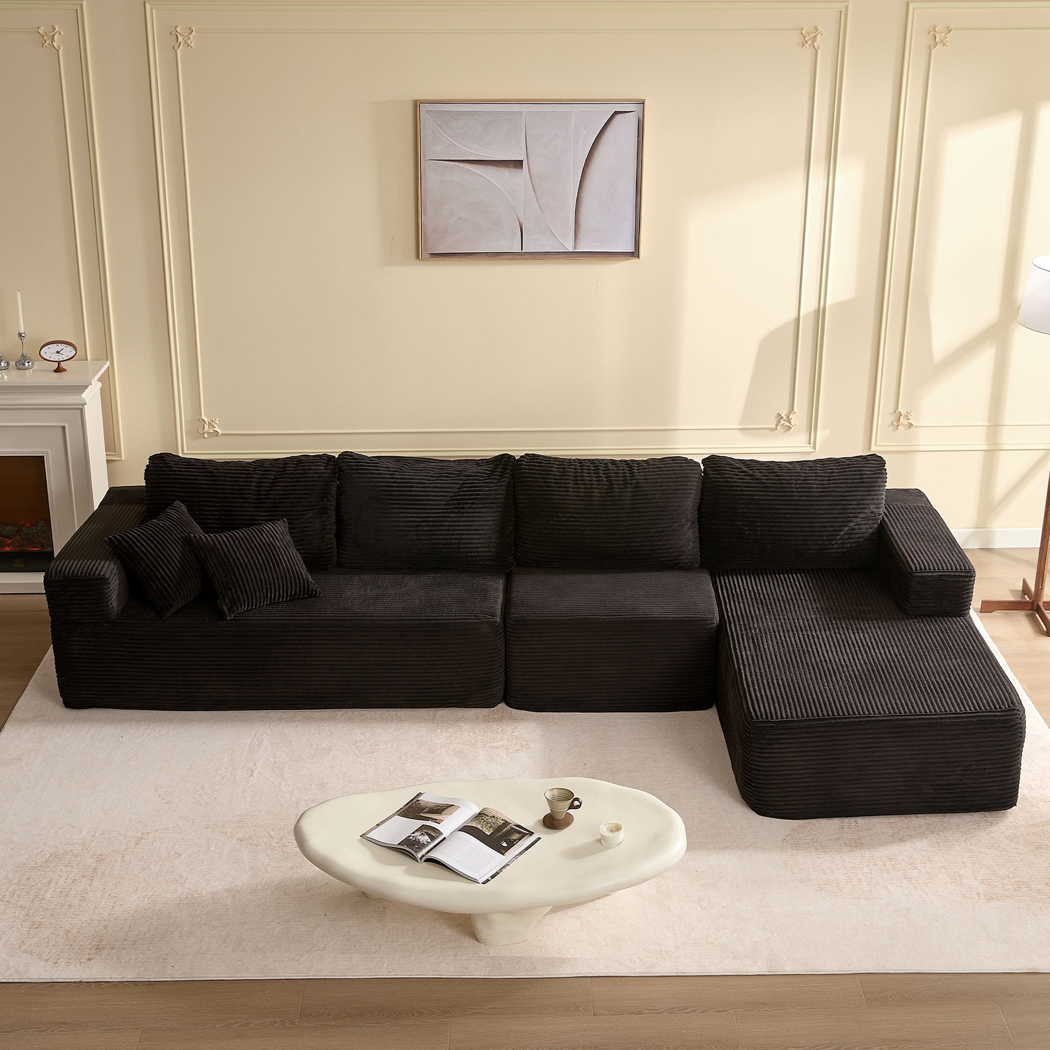 EJC Modern Style 4-Seater L-Shaped Cloud Sofa with Right Side Princess ...