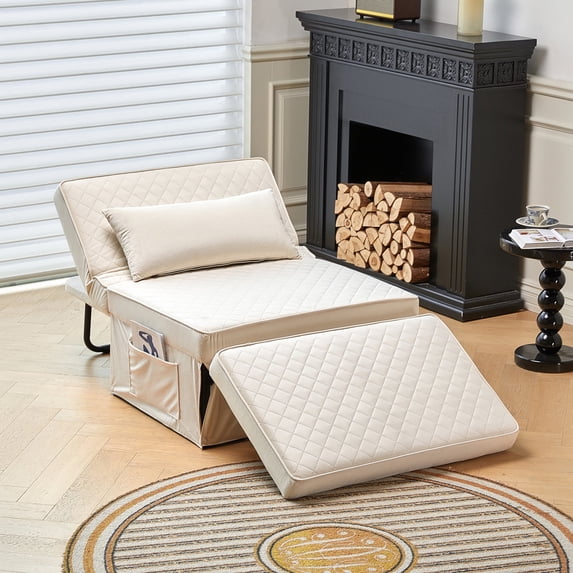 EJC Modern 4-in-1 Multi-Functional Folding Adjustable Back Velvet Sofa ...