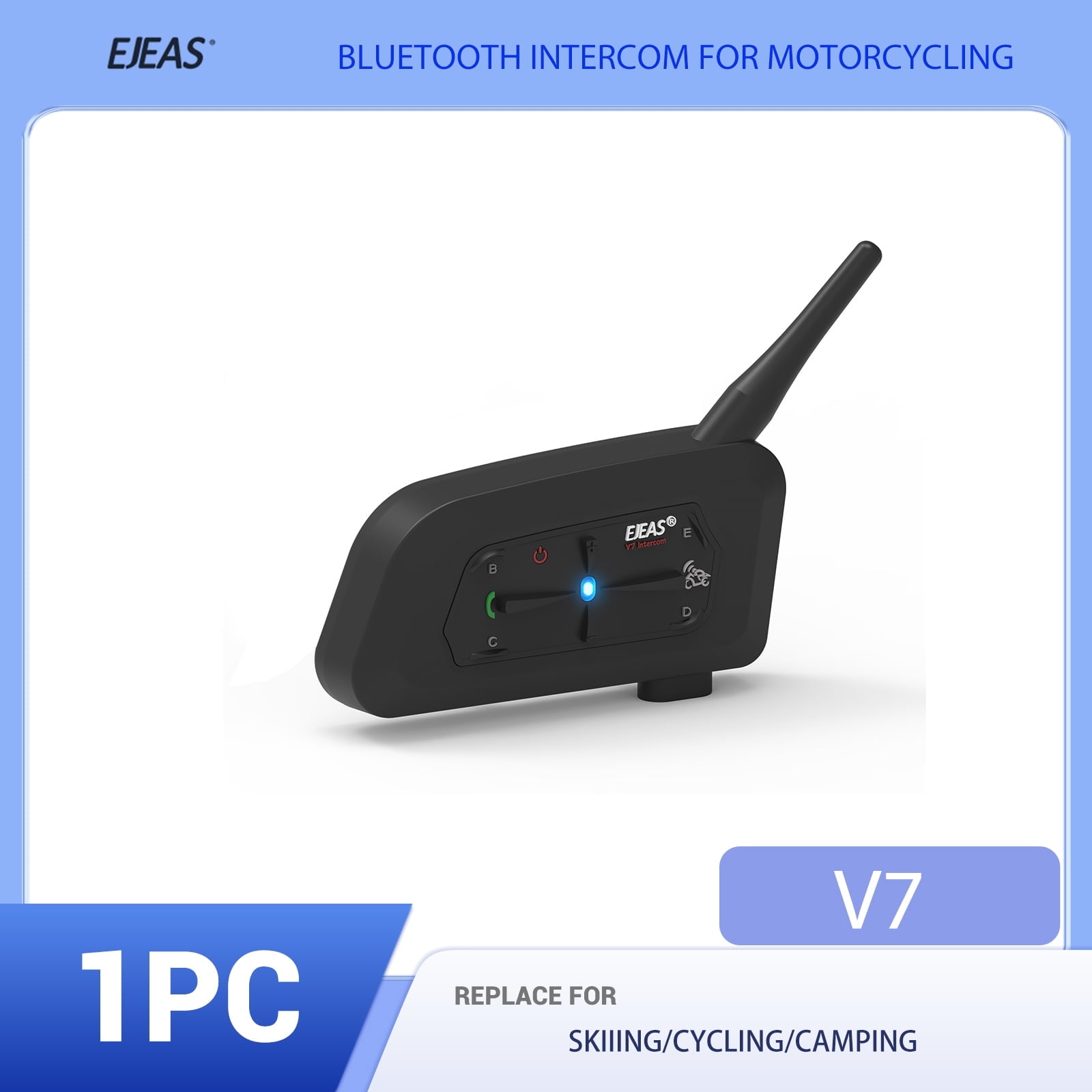 EJEAS V7 2-Way 7 Riders Motorcycle Bluetooth Intercom CVC Noise ...