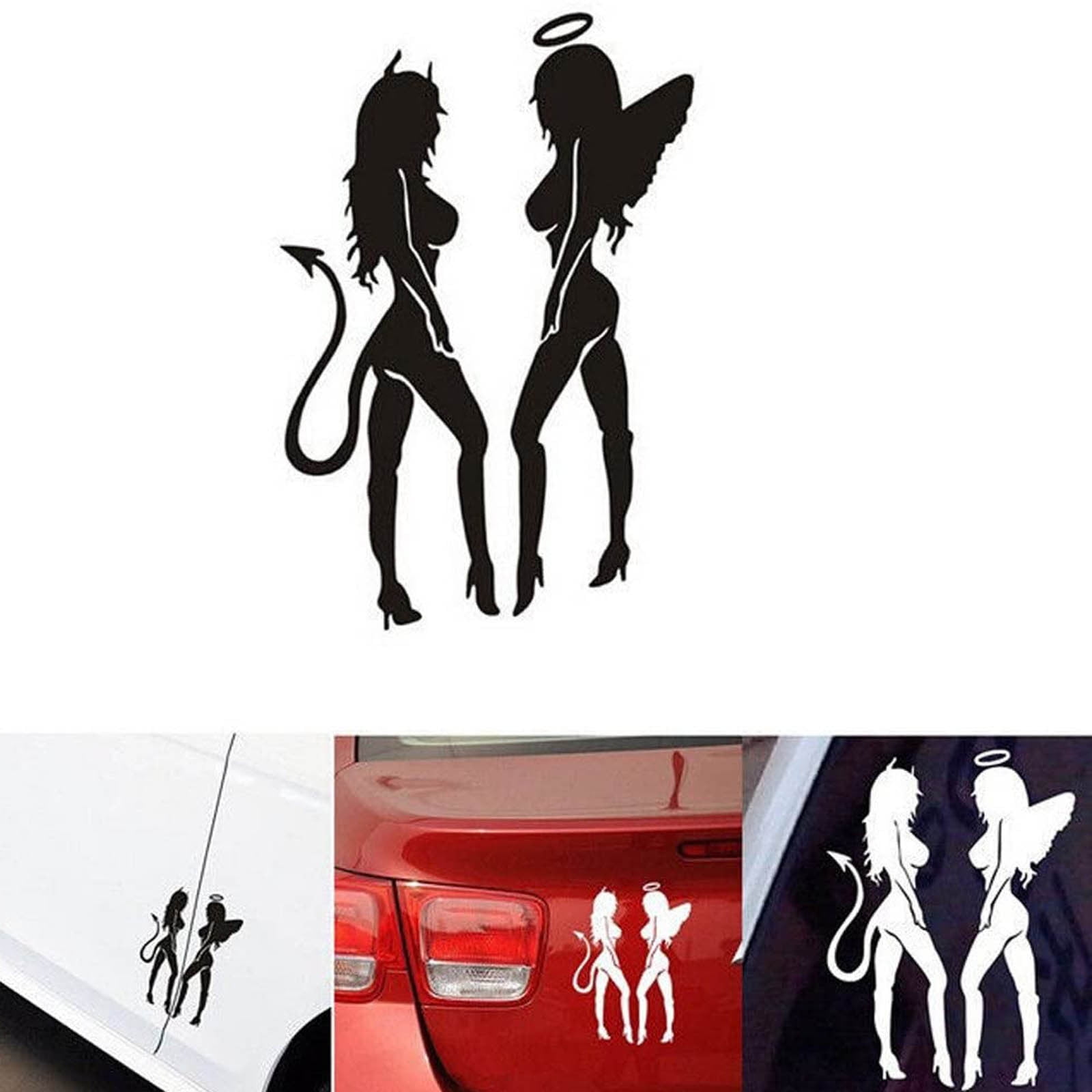 EJWQWQE Hot Classic Sexy Girls Sticker Anger Devil-Beauty 16*11cm White ...