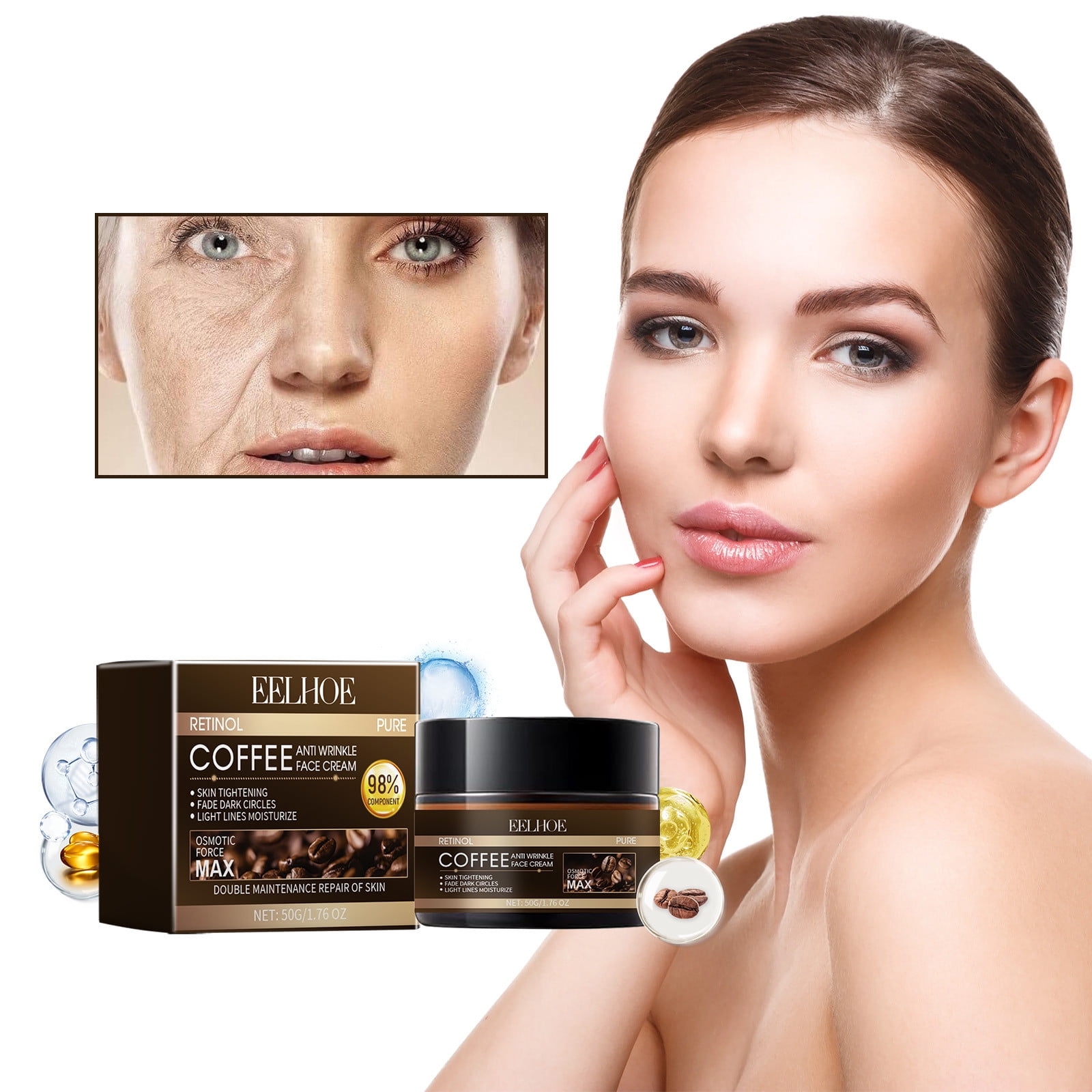 EJWQWQE Hydrating Retinol Caffeine Wrinkle Cream 50g Care For Skin ...